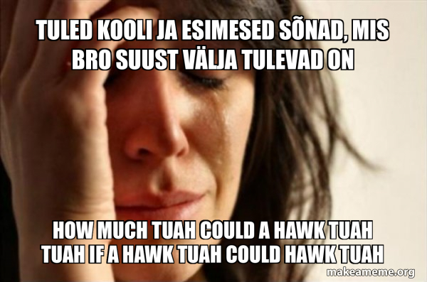 Tuled kooli ja esimesed sõnad, mis bro suust välja tulevad on How much ...