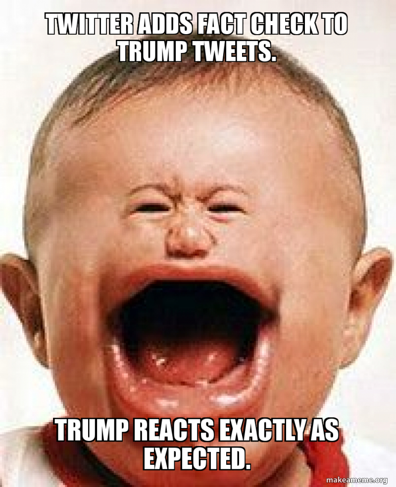 Twitter adds fact check to Trump tweets. Trump reacts exactly as ...