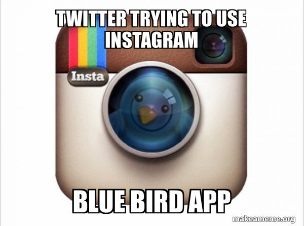 Twitter trying to use instagram Blue bird app - Instagram twitter Meme ...