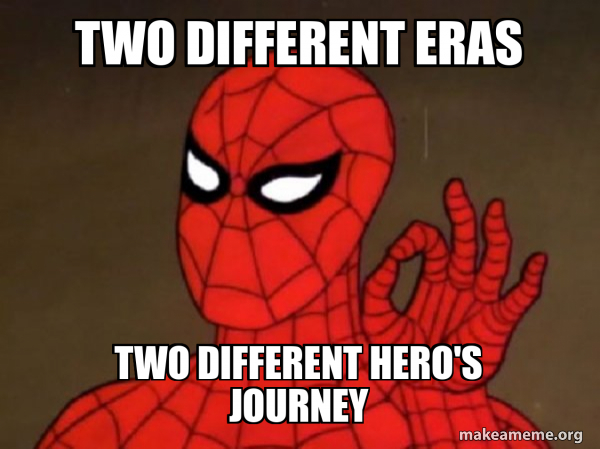 Two Different Eras Two Different Hero's Journey - Spiderman - Care ...