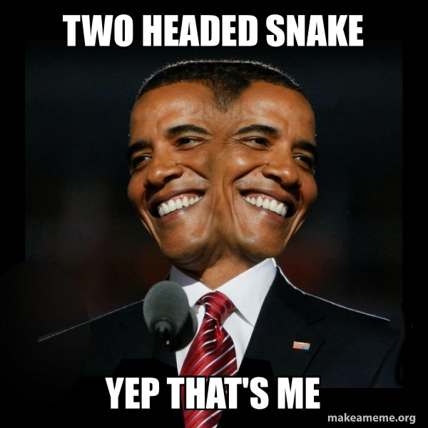 Two headed snake Yep that's me - Two Faced Obama Meme Generator