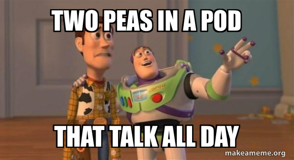 two peas in a pod that talk all day - Buzz and Woody (Toy Story) Meme ...