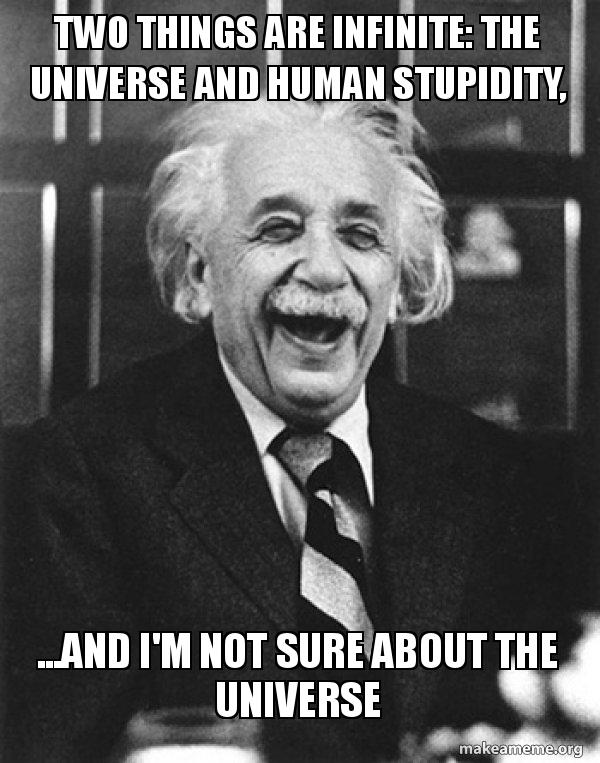 Two things are infinite: the universe and human stupidity, ...and I'm ...