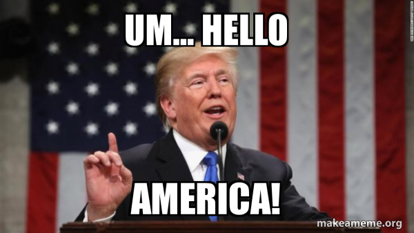 Um... hello AMERICA! - Donald Trump Meme Generator