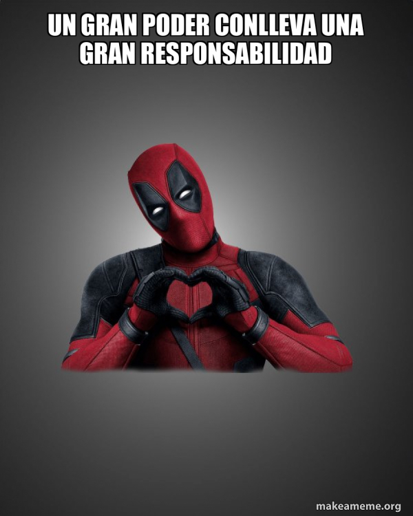 Un gran poder conlleva una gran responsabilidad - Deadpool Heart Hands ...