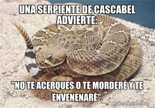 una serpiente de cascabel advierte: "no te acerques o te morderé y te ...