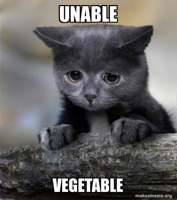 unable vegetable - Confession Cat Meme Generator