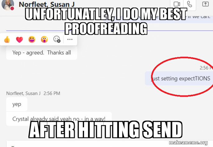 UNFORTUNATLEY, I DO MY BEST PROOFREADING after hitting send Meme Generator