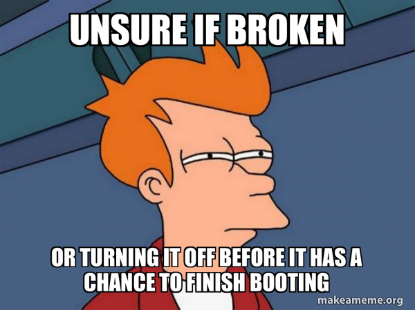 unsure if broken or turning it off before it has a chance to finish ...