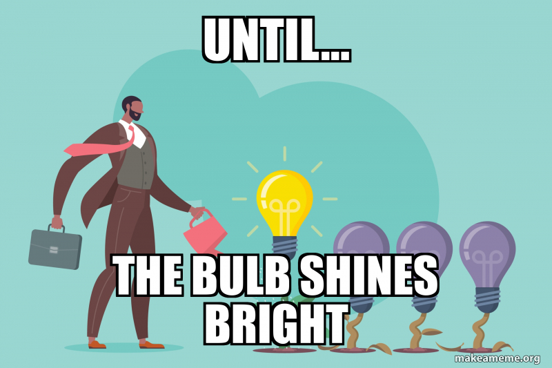 until... the bulb shines bright - How long should we try? Meme Generator