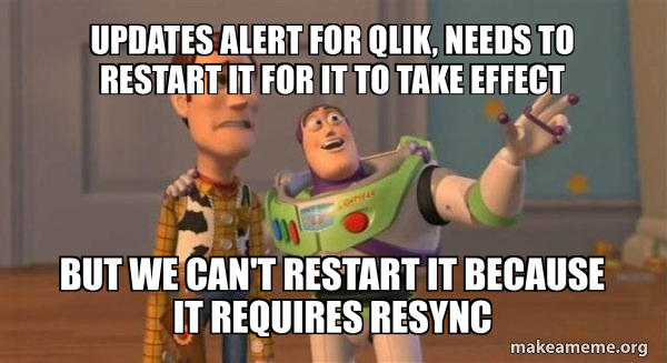Updates alert for Qlik, needs to restart it for it to take effect But ...