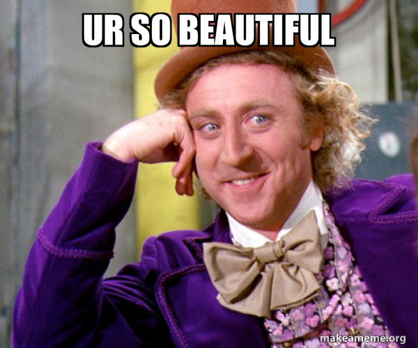 UR SO BEAUTIFUL - Willy Wonka Sarcasm Meme Meme Generator
