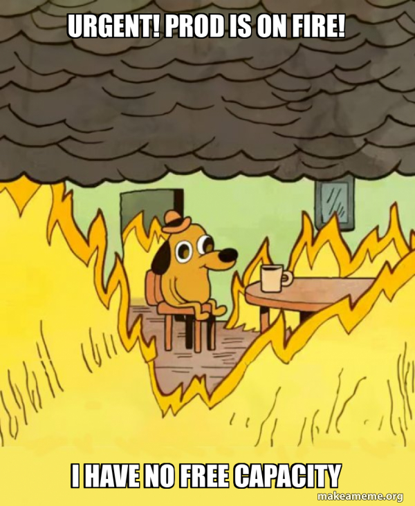 URGENT! PROD IS ON FIRE! I HAVE NO FREE CAPACITY - This Is Fine Meme ...