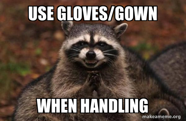 Use gloves/gown When handling - Evil Plotting Raccoon Meme Generator