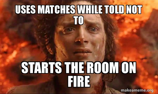 Uses Matches While Told Not To Starts The Room on Fire - Frodo it's ...