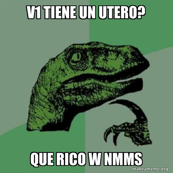 V1 tiene un utero? que rico w nmms - Philosoraptor Meme Generator