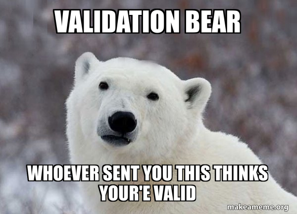 VALIDATION BEAR WHOEVER SENT YOU THIS THINKS YOUR'E VALID - Popular ...