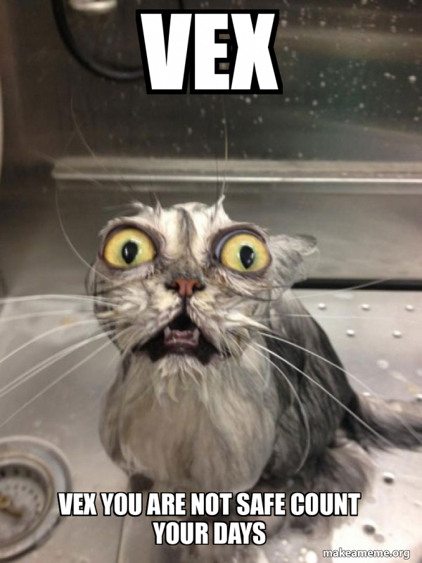 vex vex you are not safe count your days - Cat bath Meme Generator
