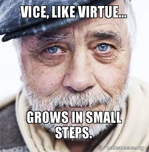 vice, like virtue... grows in small steps. - ghjkjh Meme Generator