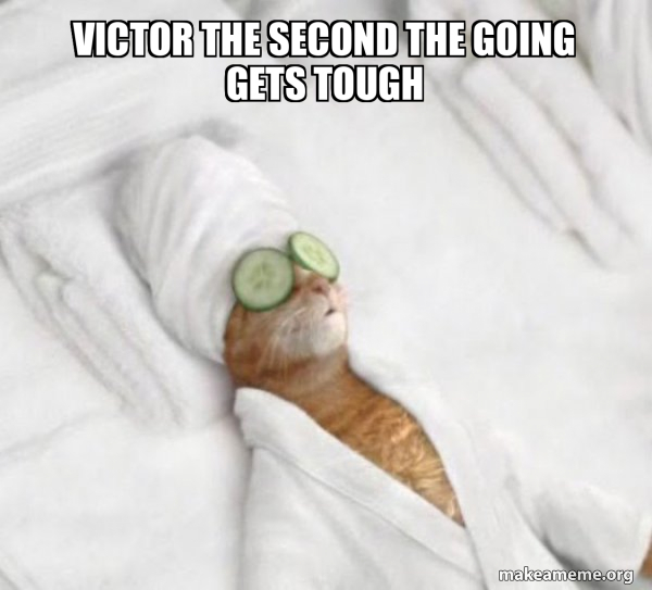 Victor the second the going gets tough - Pampered Cat Meme Meme Generator