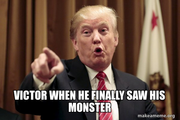 victor when he finally saw his monster - Donald Trump Says Meme Generator