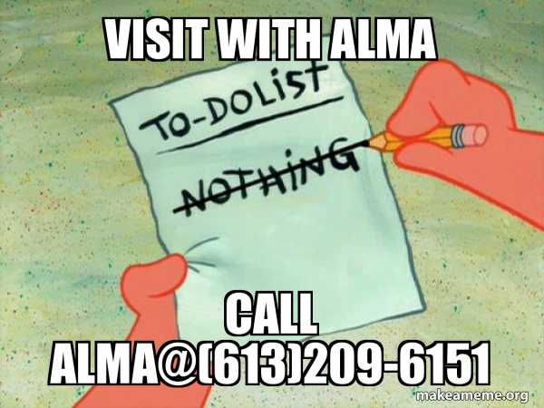 Visit with Alma Call Alma@(613)209-6151 - TO-DO List Meme Generator