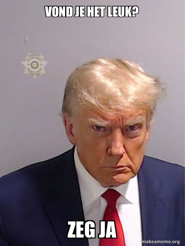 Vond je het leuk? zeg ja - Donald Trump Mugshot Meme Generator
