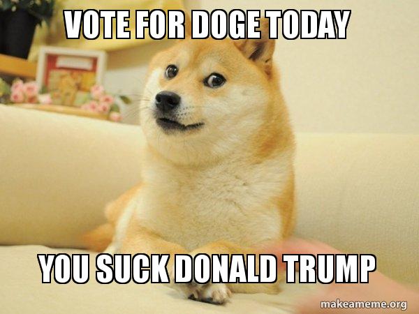 vote for doge today you suck donald trump - Doge Meme Generator
