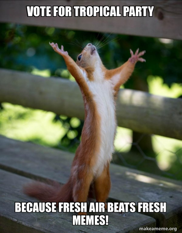Vote for Tropical Party Because fresh air beats fresh memes! - Happy ...