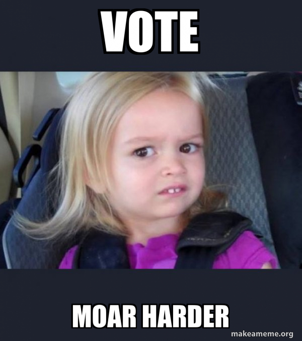 vote moar harder - Side-Eyes Chloe Meme Generator