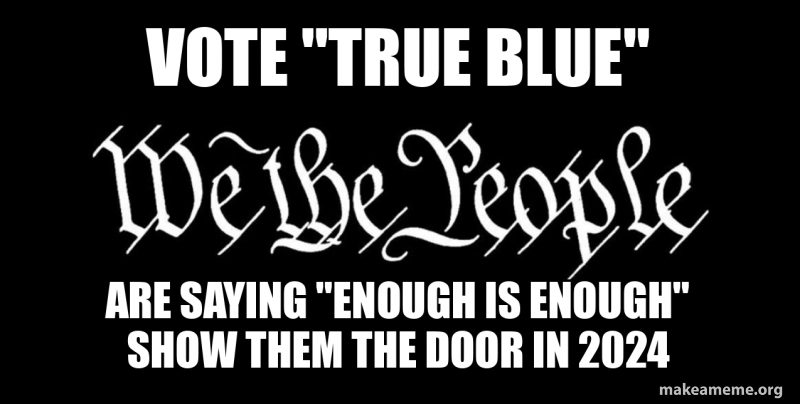 vote "true Blue" are saying "enough is enough" show them the door in ...