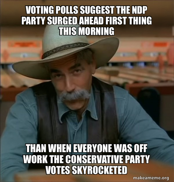 Voting Polls Suggest the NDP Party surged ahead first thing this ...