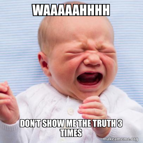 Waaaaahhhh Don’t show me the truth 3 times Meme Generator