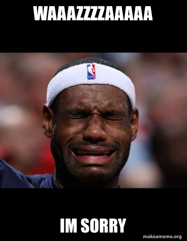 waaazzzzaaaaa im sorry - Lebron Crying Meme Generator