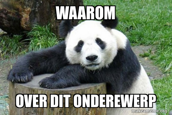 waarom over dit onderewerp - Confession Panda Meme Generator