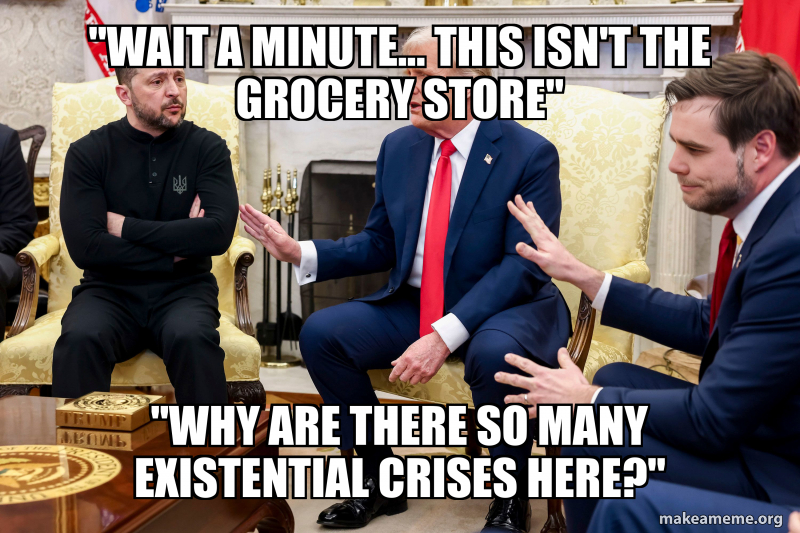 "Wait a minute... this isn't the grocery store" "Why are there so many ...