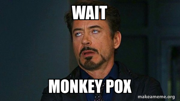 Wait Monkey Pox - Tony Stark Eye Roll Meme Generator