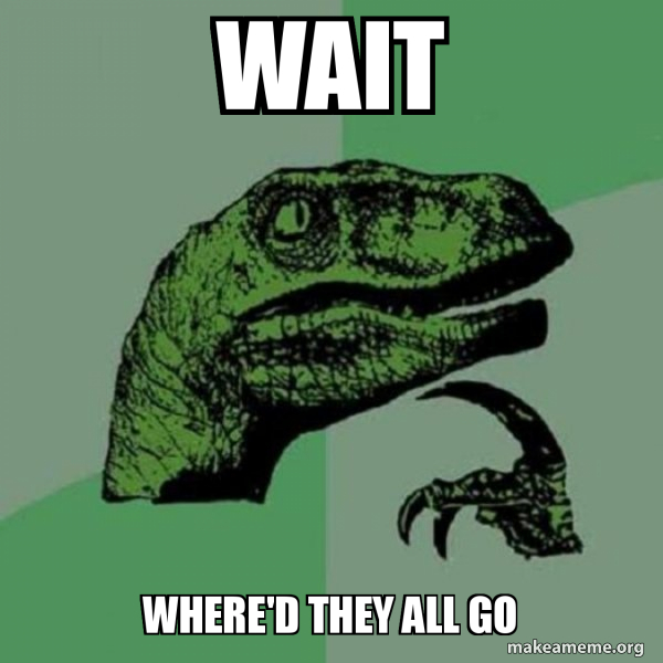 wait where'd they all go - Philosoraptor Meme Generator