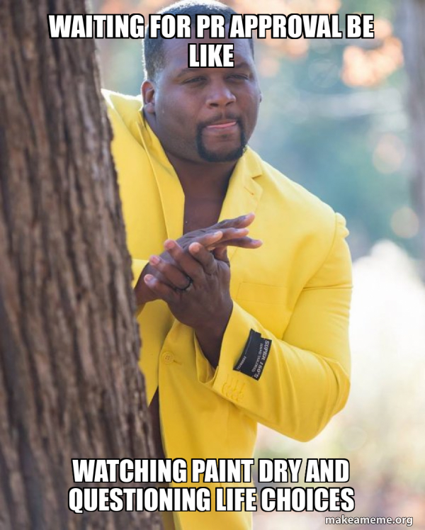 Waiting for PR approval be like Watching paint dry and questioning life ...