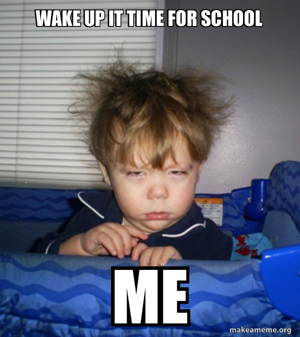 wake up it time for school me - Monday Mornings Meme Generator