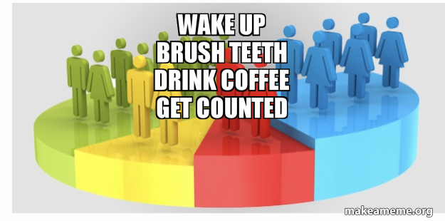 Wake up Brush teeth Drink coffee Get counted | Make a Meme