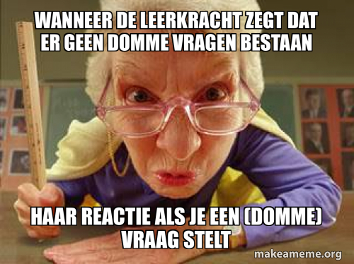 Wanneer de leerkracht zegt dat er geen domme vragen bestaan Haar ...