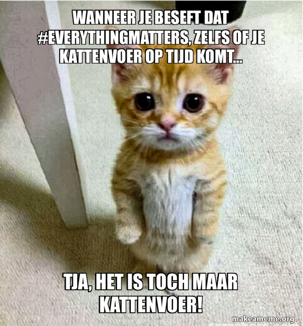 Wanneer je beseft dat #everythingmatters, zelfs of je kattenvoer op ...