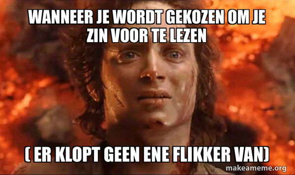 wanneer je wordt gekozen om je zin voor te lezen ( er klopt geen ene ...