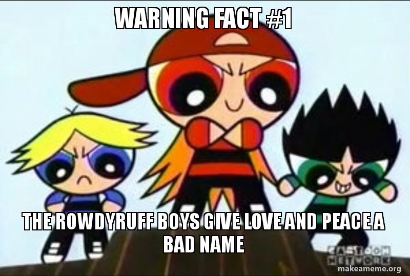 Warning fact #1 The Rowdyruff Boys Give love and Peace a bad name Meme ...