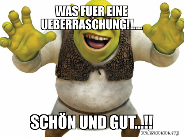 Was fuer eine Ueberraschung!!.... Schön und gut...!! - Shrek Meme Generator