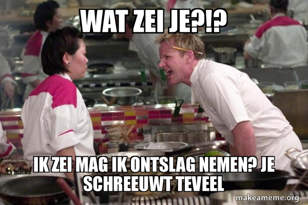 wat zei je?!? ik zei mag ik ontslag nemen? je schreeuwt teveel - Gordon ...