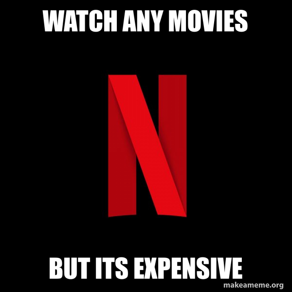watch any movies but its expensive - Netflix Meme Generator