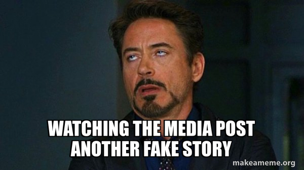 Watching the media post another fake story - Tony Stark Eye Roll Meme ...