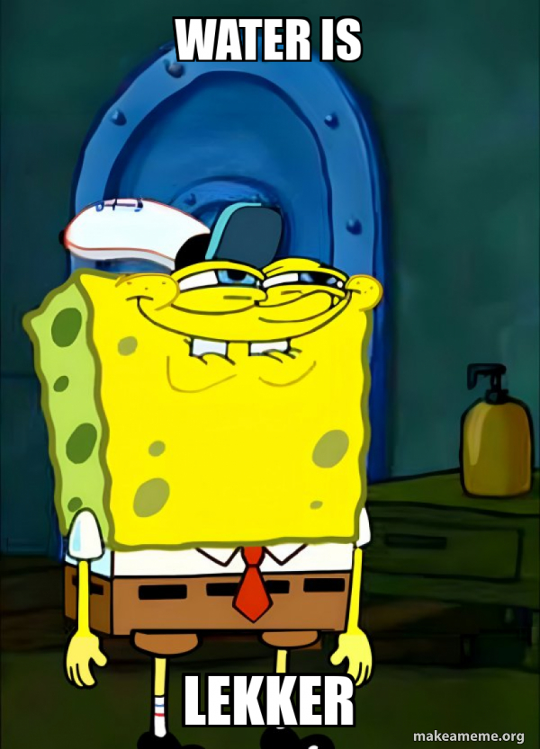 water is LEKKER - SpongeBob Grin Meme Generator